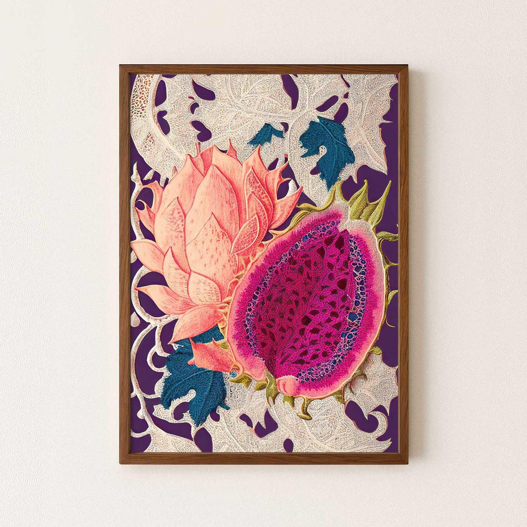 Pitaya Tropical Fruit Printable Art, Dragon Fruit Poster, Boho Kitchen ...