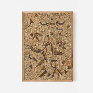 Golden Brown Batik Fabric Wall Art - Set of 4 Indonesia Tribal Posters ...