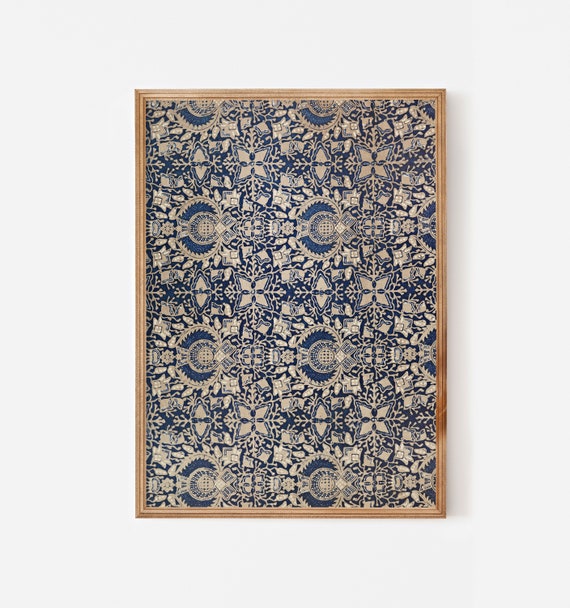 Navy Blue Batik Art Print Downloadable Art Printable Fabric | Etsy