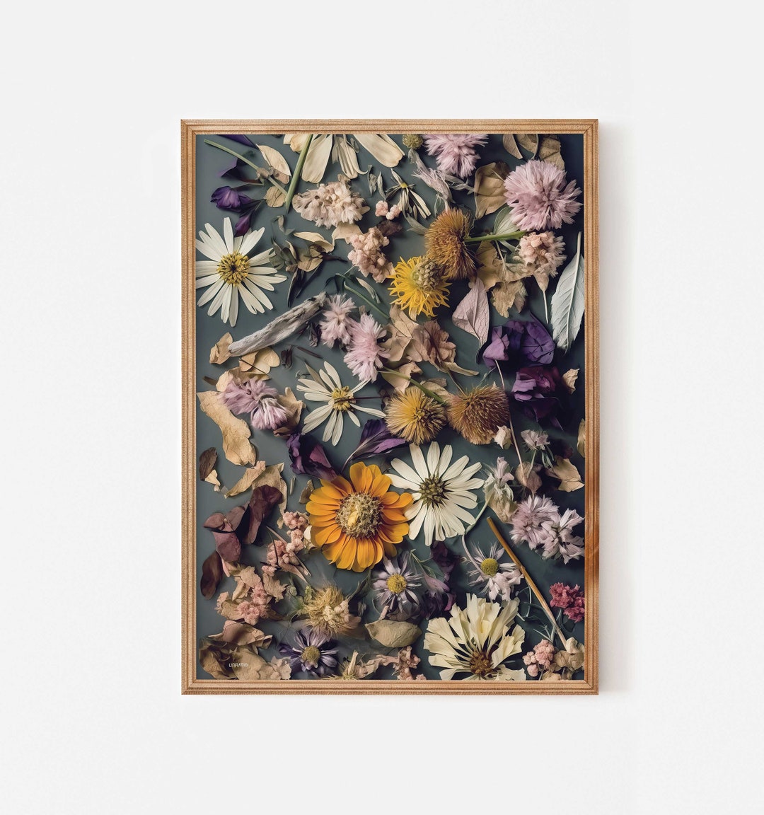 Printable Dried Flowers Art, Dark Farmhouse Botanical Artwork ...