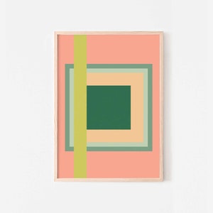 Retro Color Block Art Set of Four, Downloadable Art Prints, Bright ...