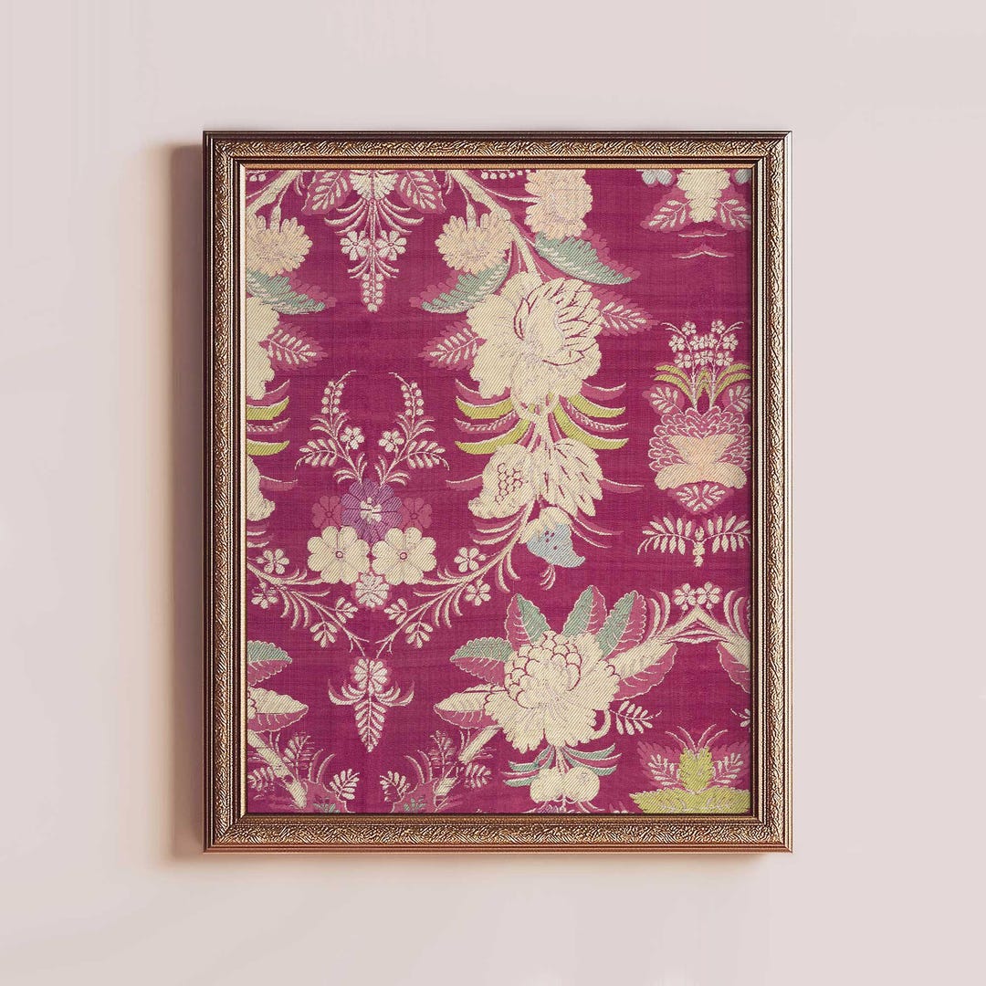 Magneta Floral Rococo Textile Wall Art - Italian Renaissance Fabric ...