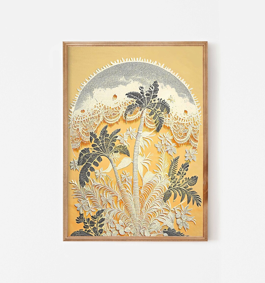 Boho Palm Tree Print Downloadable, Palm Tree Sunset Artwork Tropical ...