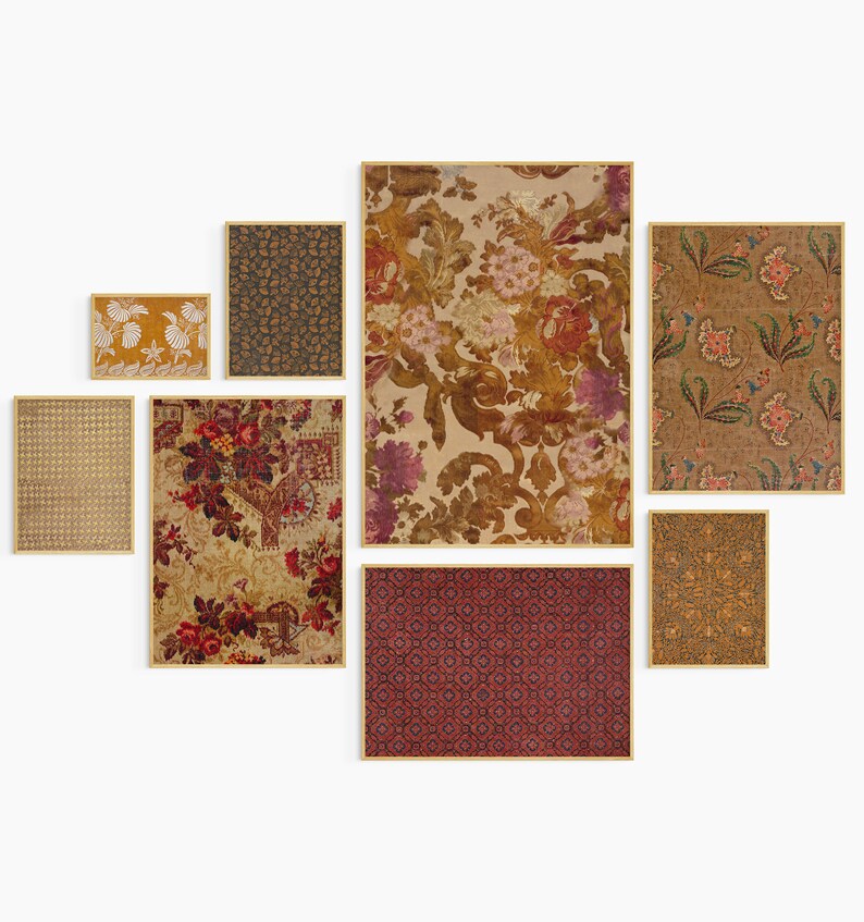 Printable Tapestry Red Gallery Wall Set Warm Tones - Etsy