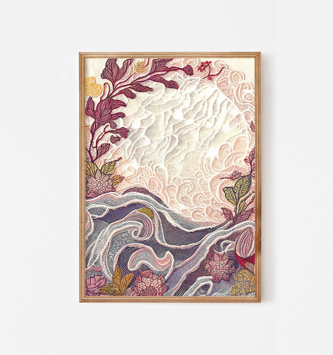 Boho Beach Wall Art, Printable Textured Tapestry Print, Ocean Sunset ...