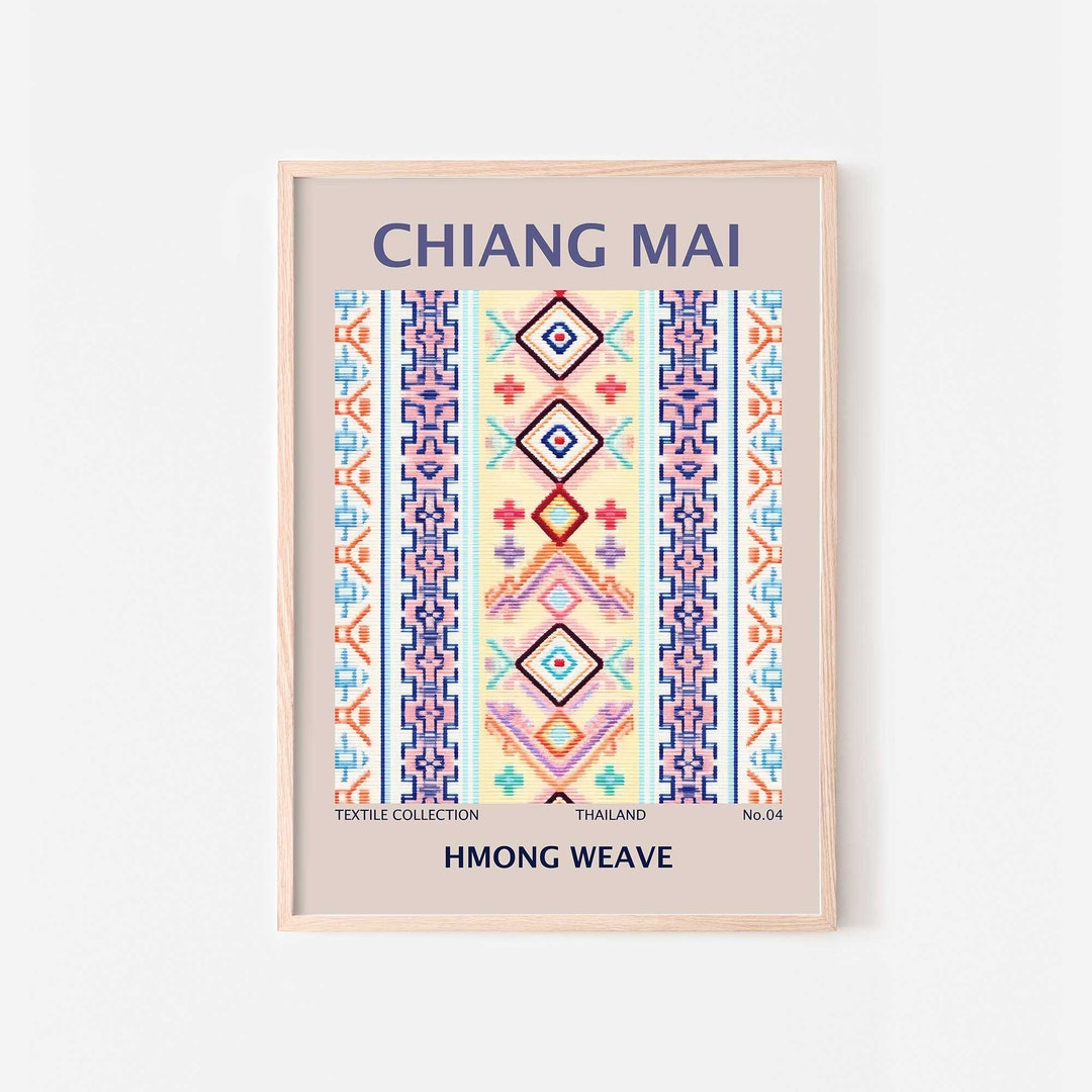 Chiang Mai Art Hmong Design Exhibition Poster, Thailand Cultural Fabric ...