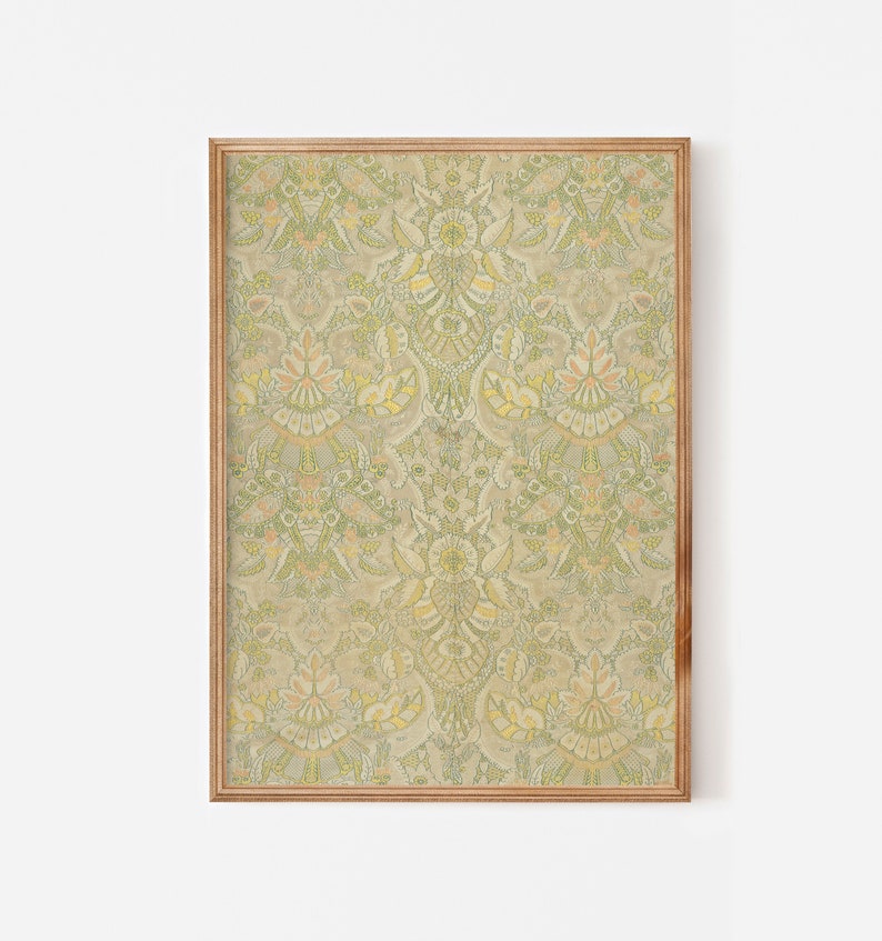 Muted Pale Green French Textile Print Downloadable Tribal - Etsy
