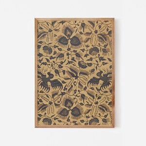 Golden Brown Batik Fabric Wall Art - Set of 4 Indonesia Tribal Posters ...
