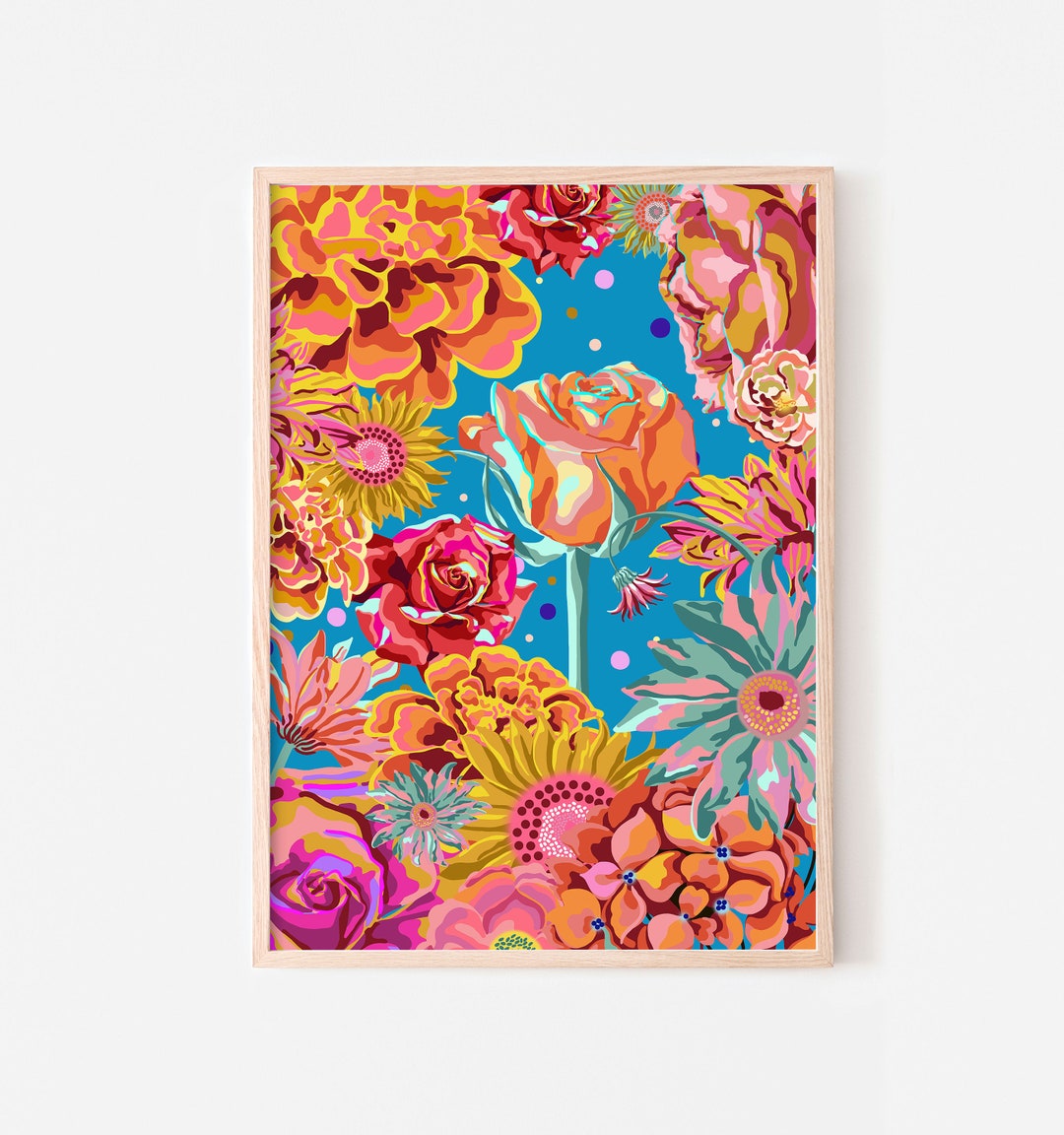 Bright Flowers Downloadable Print Modern Colorful Wall Art Prints Boho ...