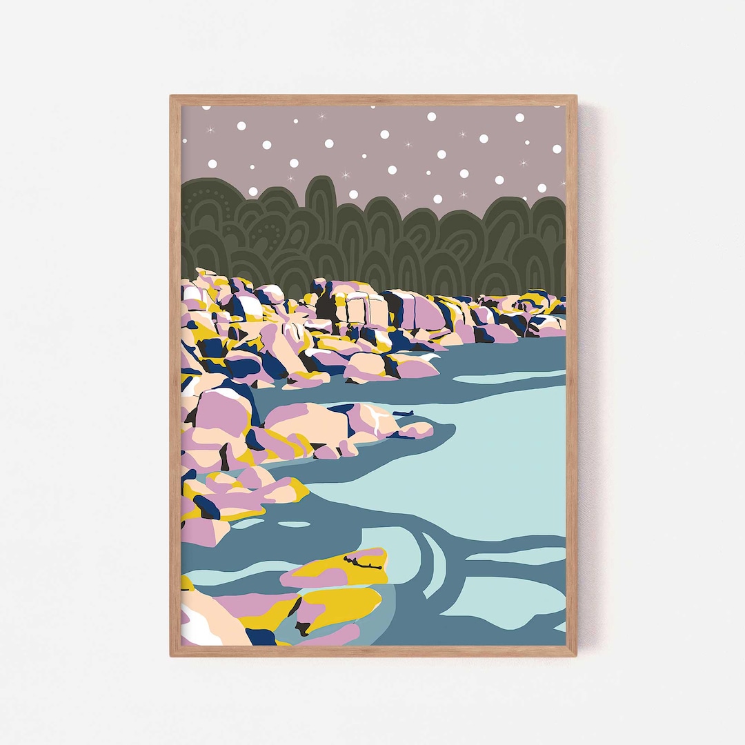 Coastal Print Australian Pop Art Landscape - Retro Seaside Poster in ...