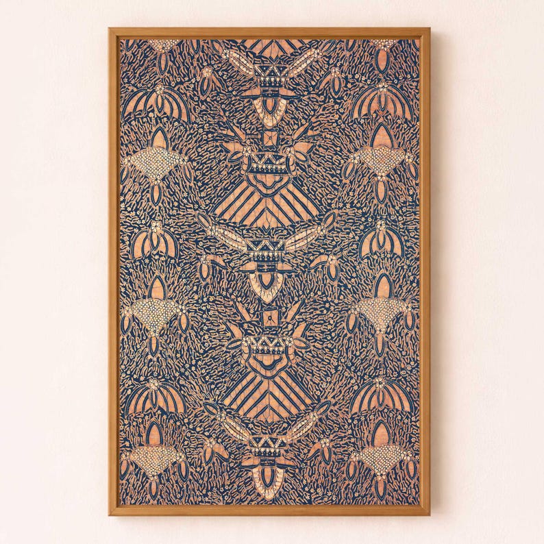 Traditional Balinese Batik Textile Art – Indigo Blue Gallery Wall Set ...