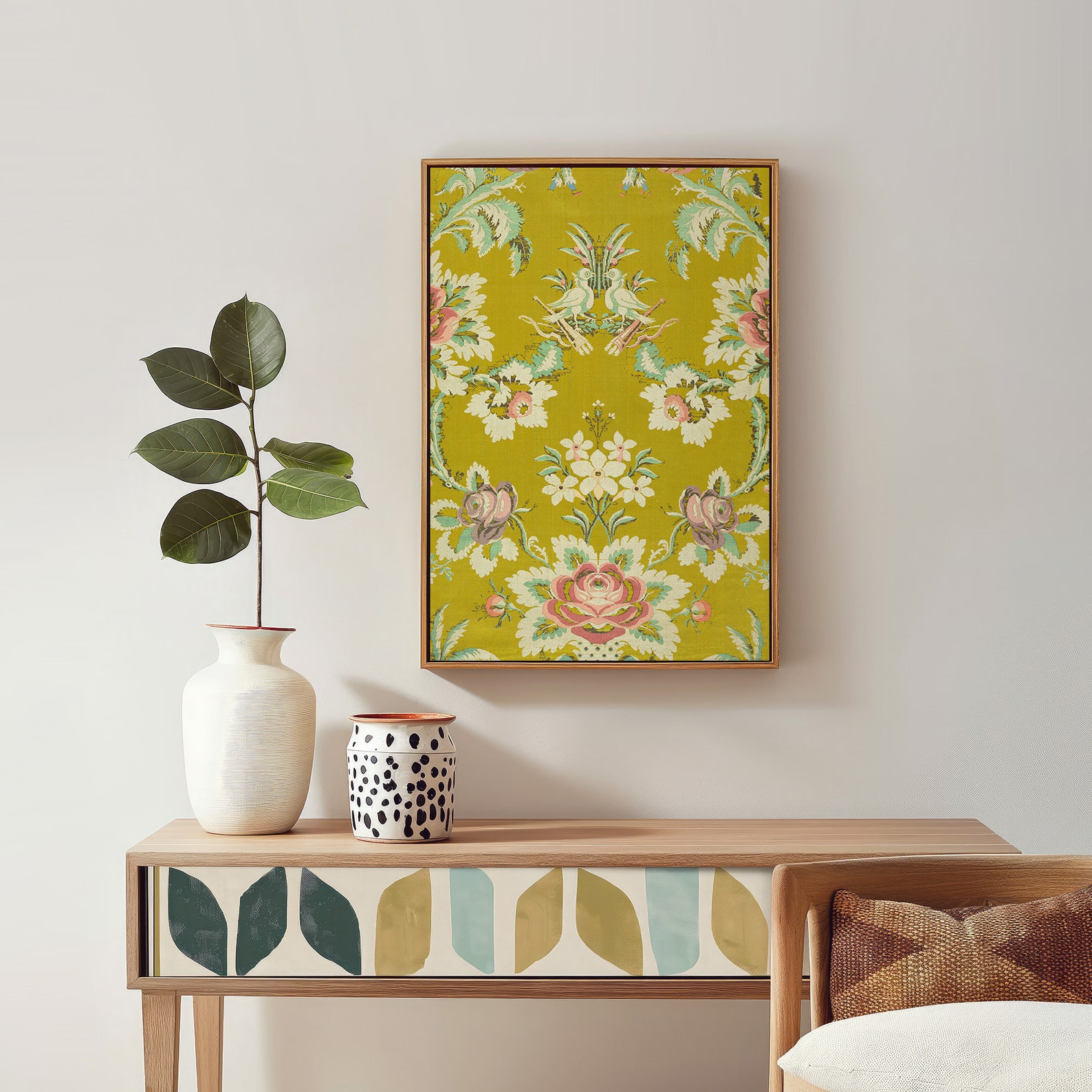 Chartreuse Yellow Textile Wall Art Downloadable Print, Tapestry Vintage ...