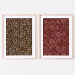 Printable Tapestry Red, Gallery Wall Set Warm Tones, Traditional ...