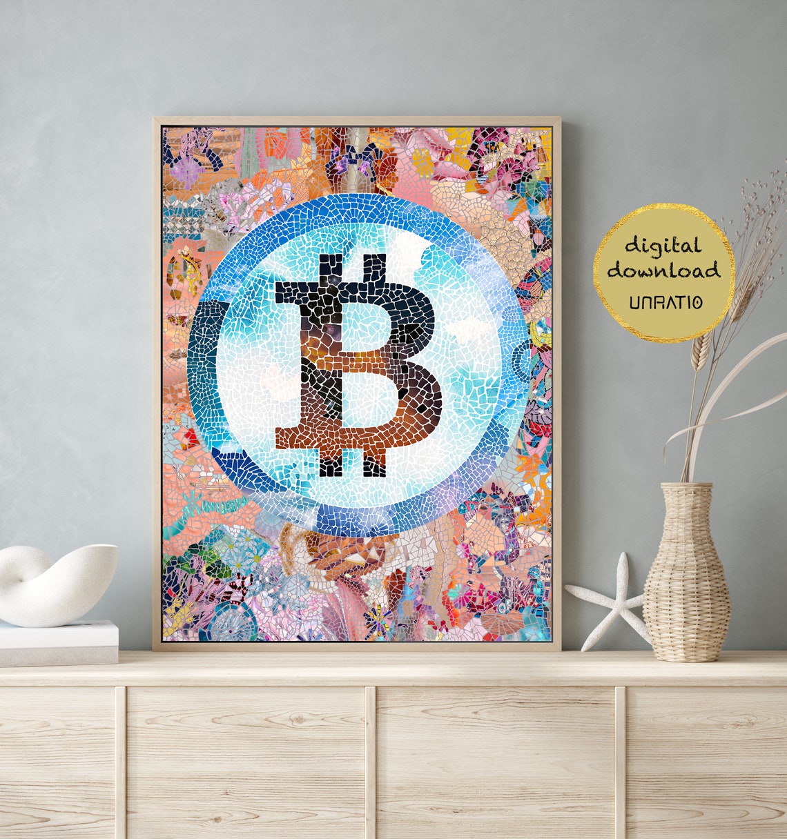 Bitcoin poster downloadable print Crypto wall art home | Etsy