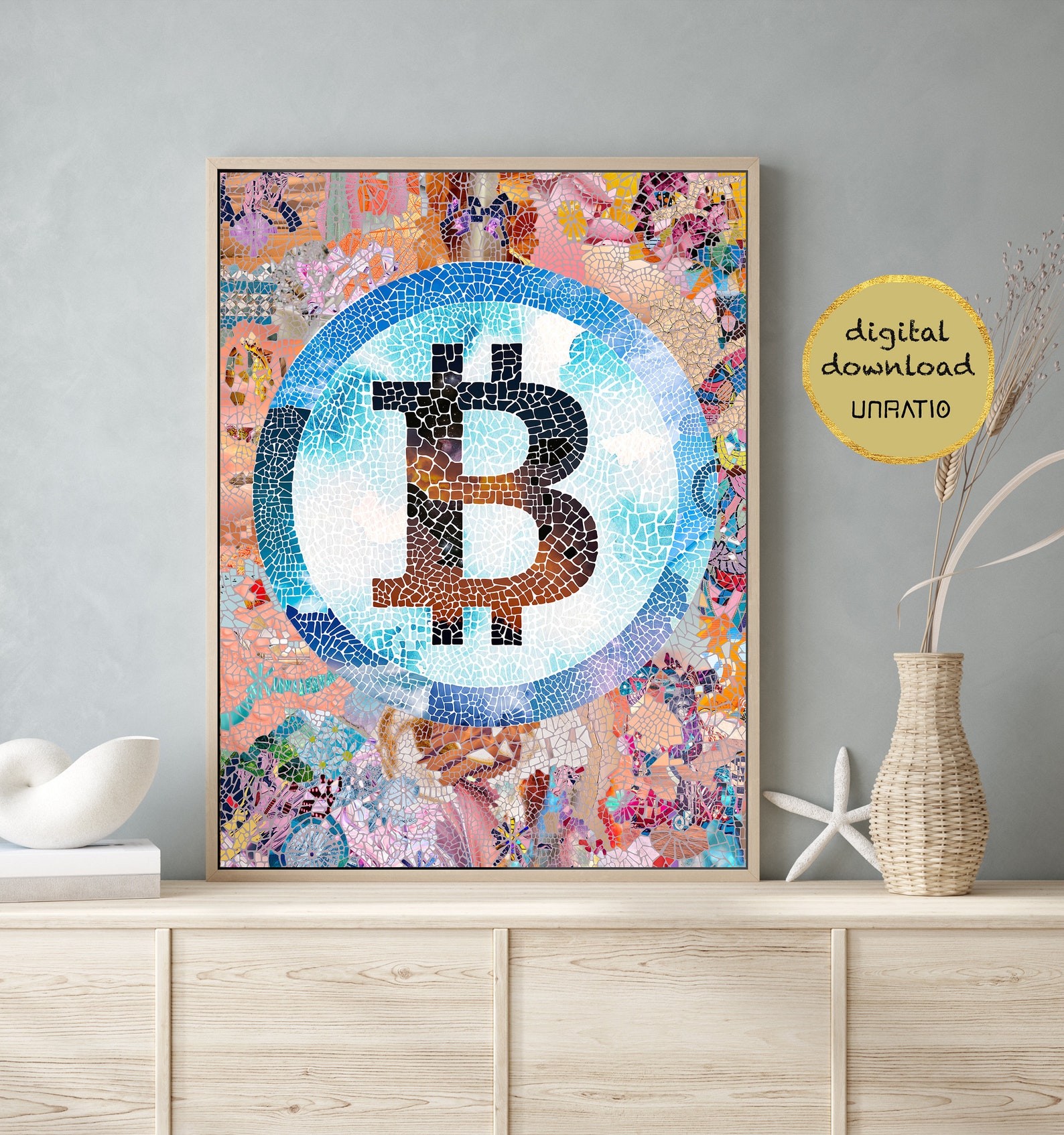 Bitcoin poster downloadable print Crypto wall art home | Etsy