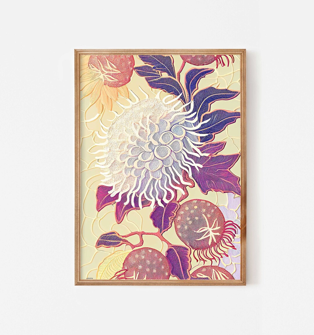 Printable Rambutan Abstract Fruit Art, Tropical Wall Art Botanical ...