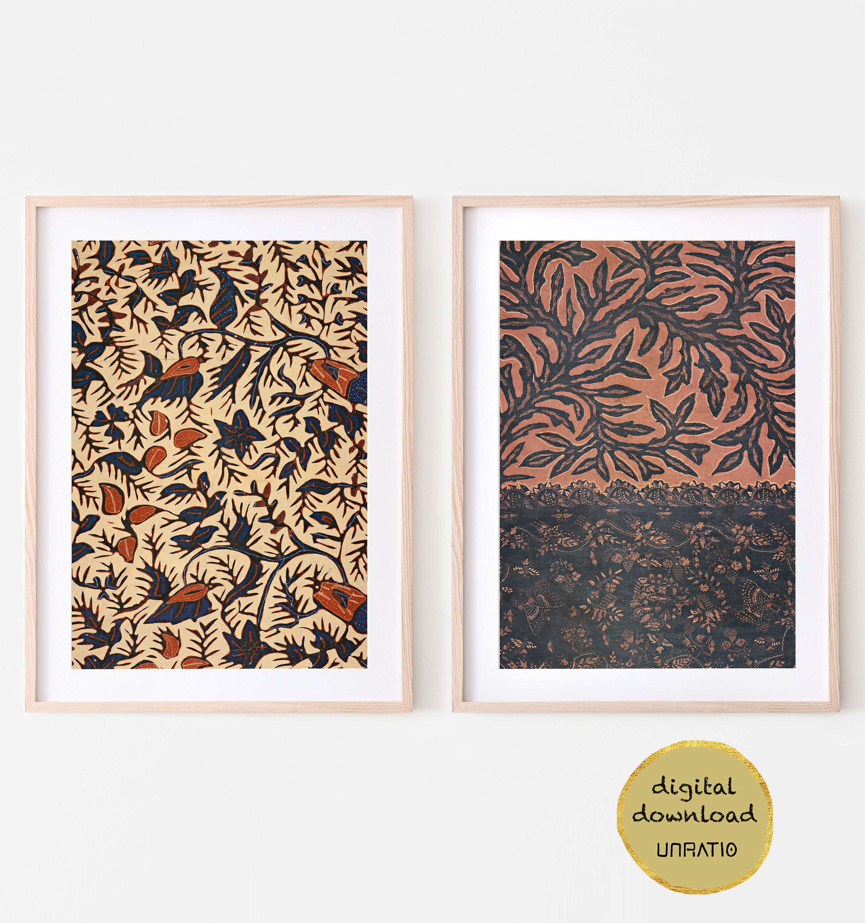 Vintage Batik Gallery Wall Prints Set of 8 Downloadable - Etsy