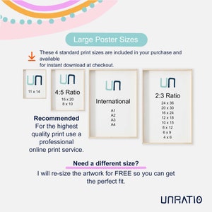 Retro Color Block Art Set of Four, Downloadable Art Prints, Bright ...