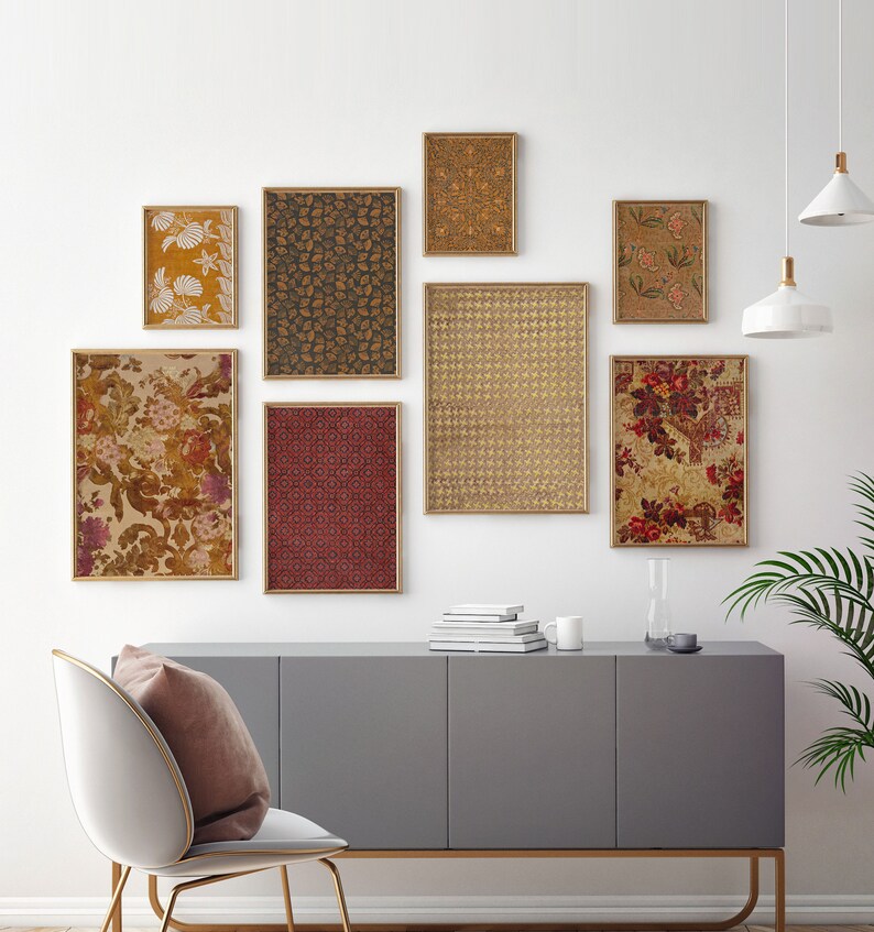 Printable Tapestry Red Gallery Wall Set Warm Tones - Etsy