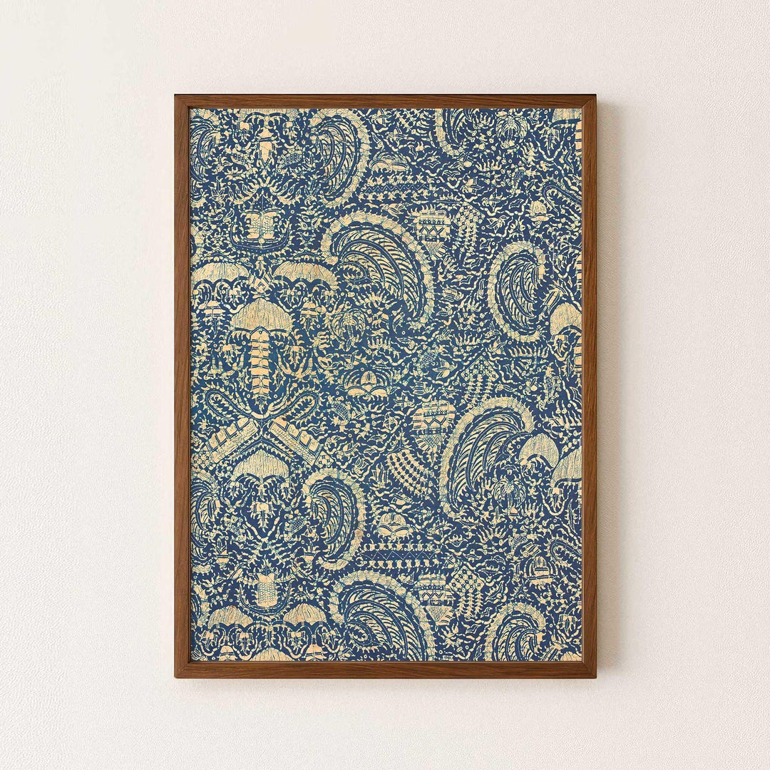 Indonesian Batik Fabric Wall Art Digital Download - Antique Tapestry ...