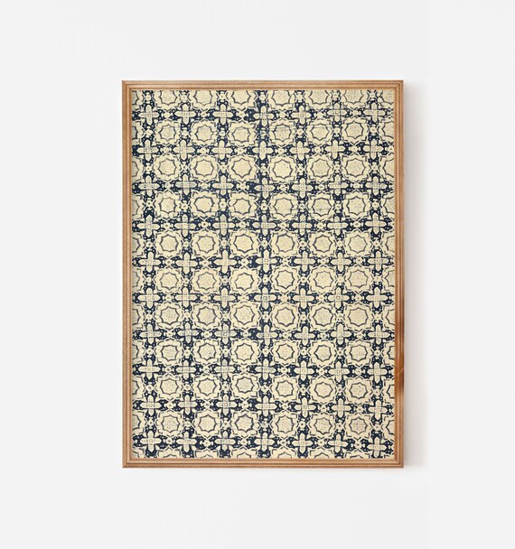 Blue Cream Indonesia Batik Wall Art Vintage Textile - Etsy