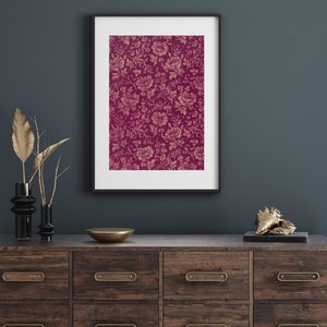 Printable Maroon Roses Textile Print, Dark Victorian Floral Wall Art in ...