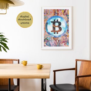 Bitcoin poster downloadable print Crypto wall art home | Etsy