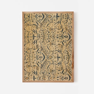 Golden Brown Batik Fabric Wall Art - Set of 4 Indonesia Tribal Posters ...