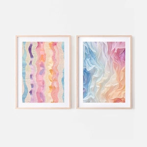 Floral Gallery Wall Set Purple and Blue, Spring Flowers Printable Wall ...