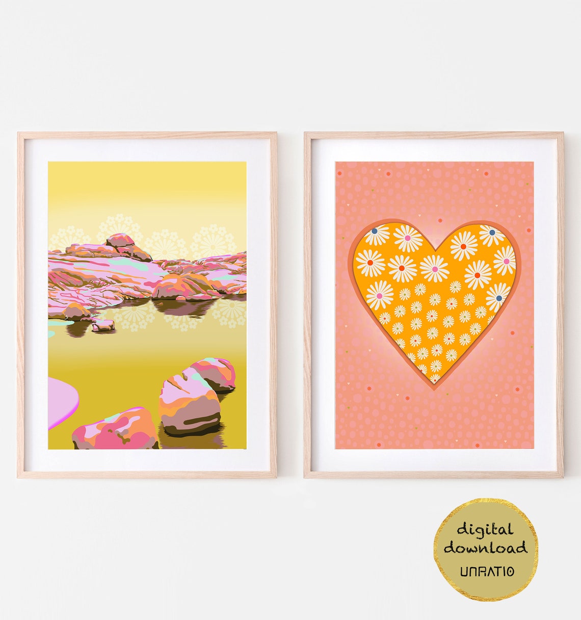 Set of 8 Bright Retro Beach Illustrations Colourful Gallery - Etsy
