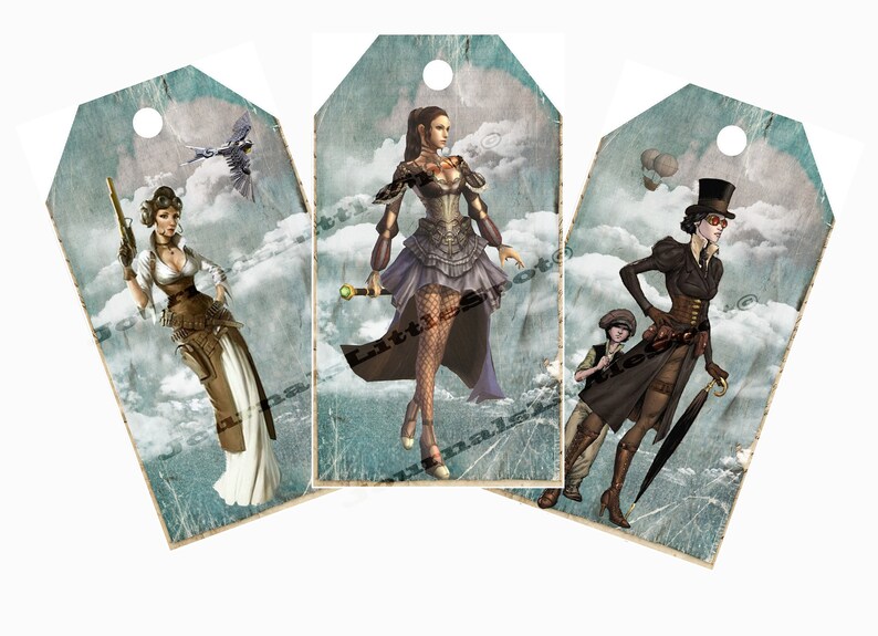 STEAMPUNK CHIC TAGS 2 Digital Download. Vintage Printable Junk - Etsy