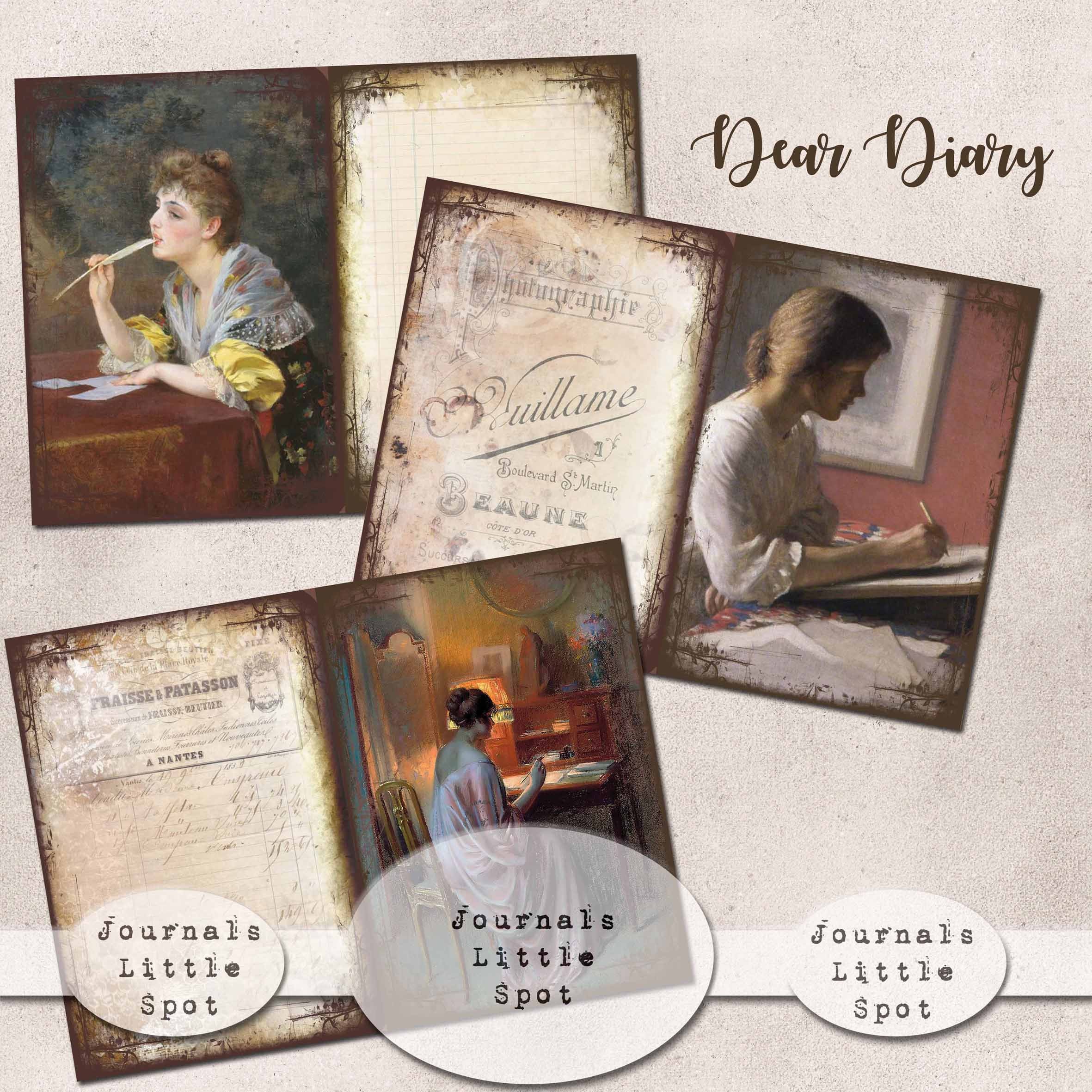 DEAR DIARY a Vintage Inspired Digital Journal Kit Featuring - Etsy ...