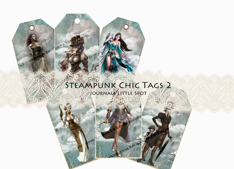 STEAMPUNK CHIC TAGS 2 Digital Download. Vintage Printable Junk - Etsy