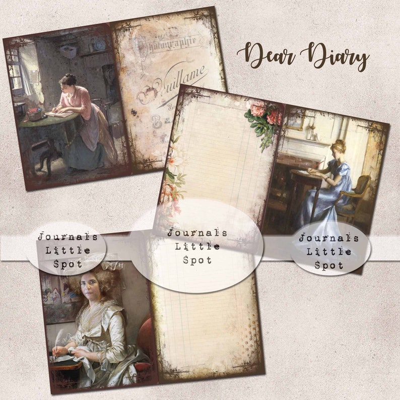 DEAR DIARY a Vintage Inspired Digital Journal Kit Featuring Many ...