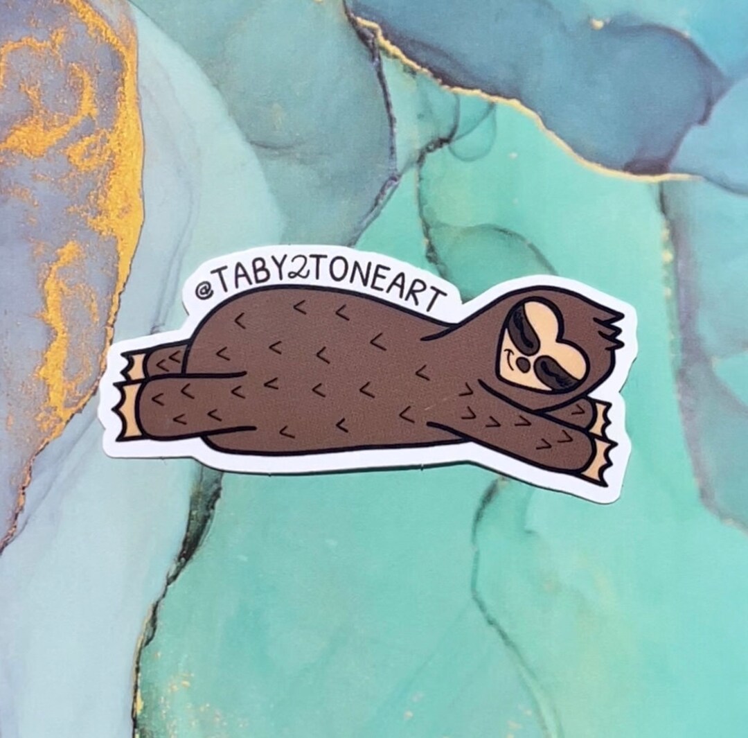 Sloth Sticker, Cute Sticker Art, Sleeping Sloth, Hydro Flask Stickers ...