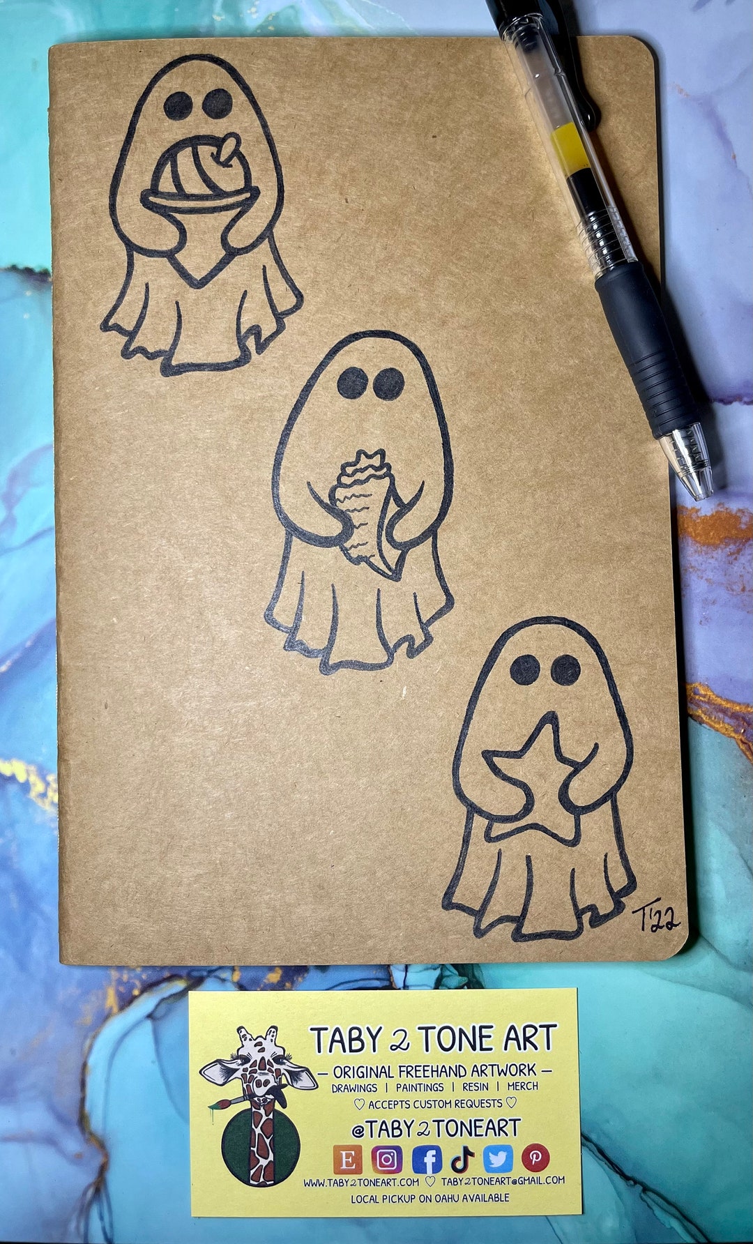 Hand Drawn Notebook, Ghost Drawings, Seashells, Shave Ice, Office ...