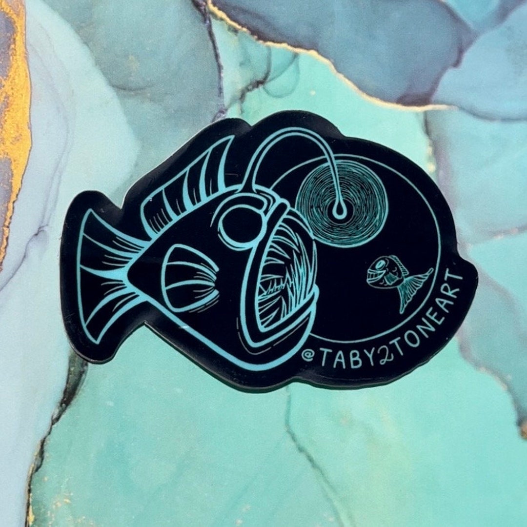 GLOW IN the DARK Stickers, Angler Fish Drawing, Sticker Art, Hydro ...