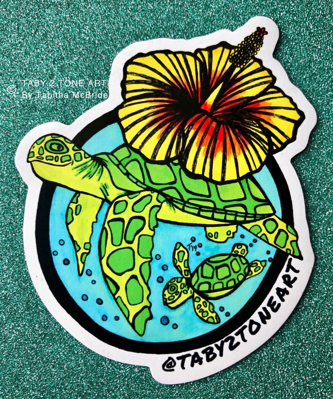 Cruising Turtles Magnet, Honu, Sea Turtle Art, Hibiscus Flower, Baby ...