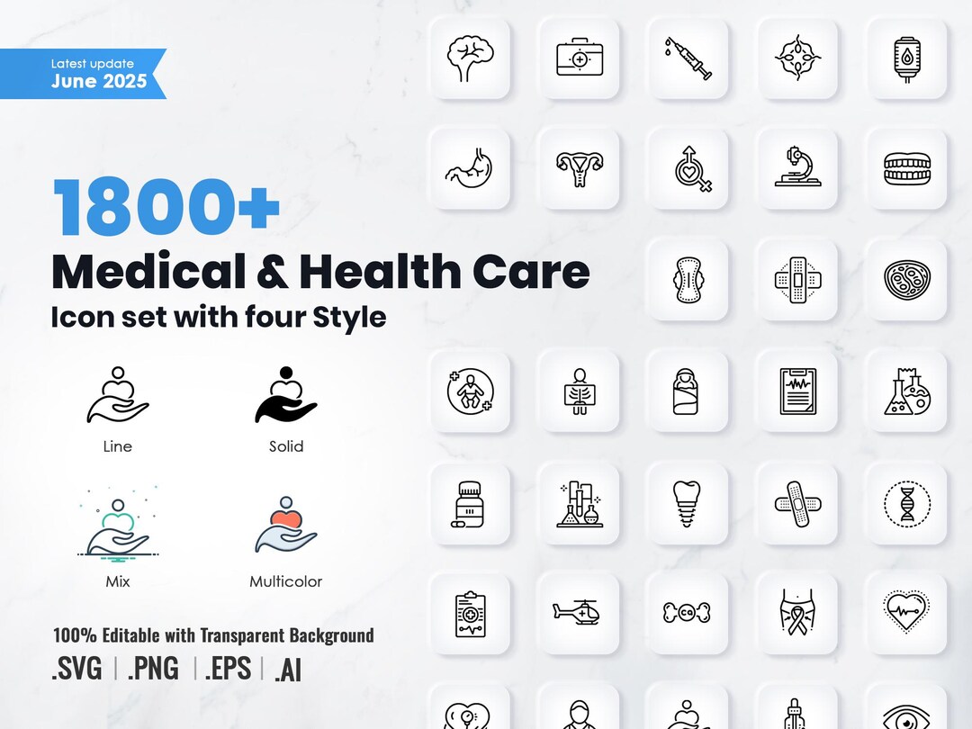 Medical Icon Set, Mega Bundle Healthcare Icon Pack, Digital Instant ...