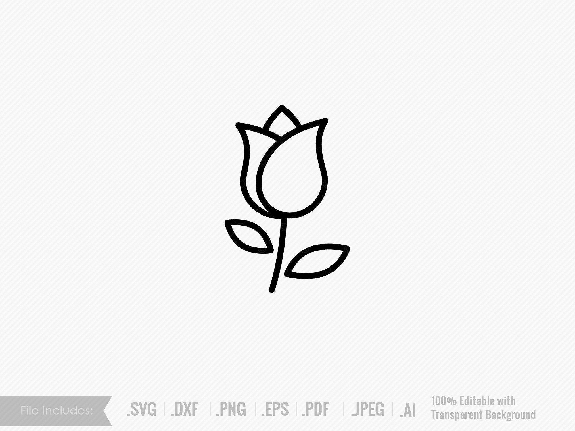 Rose SVG Flower SVG Rose Silhouette Rose Vector Rose Clipart Simple ...