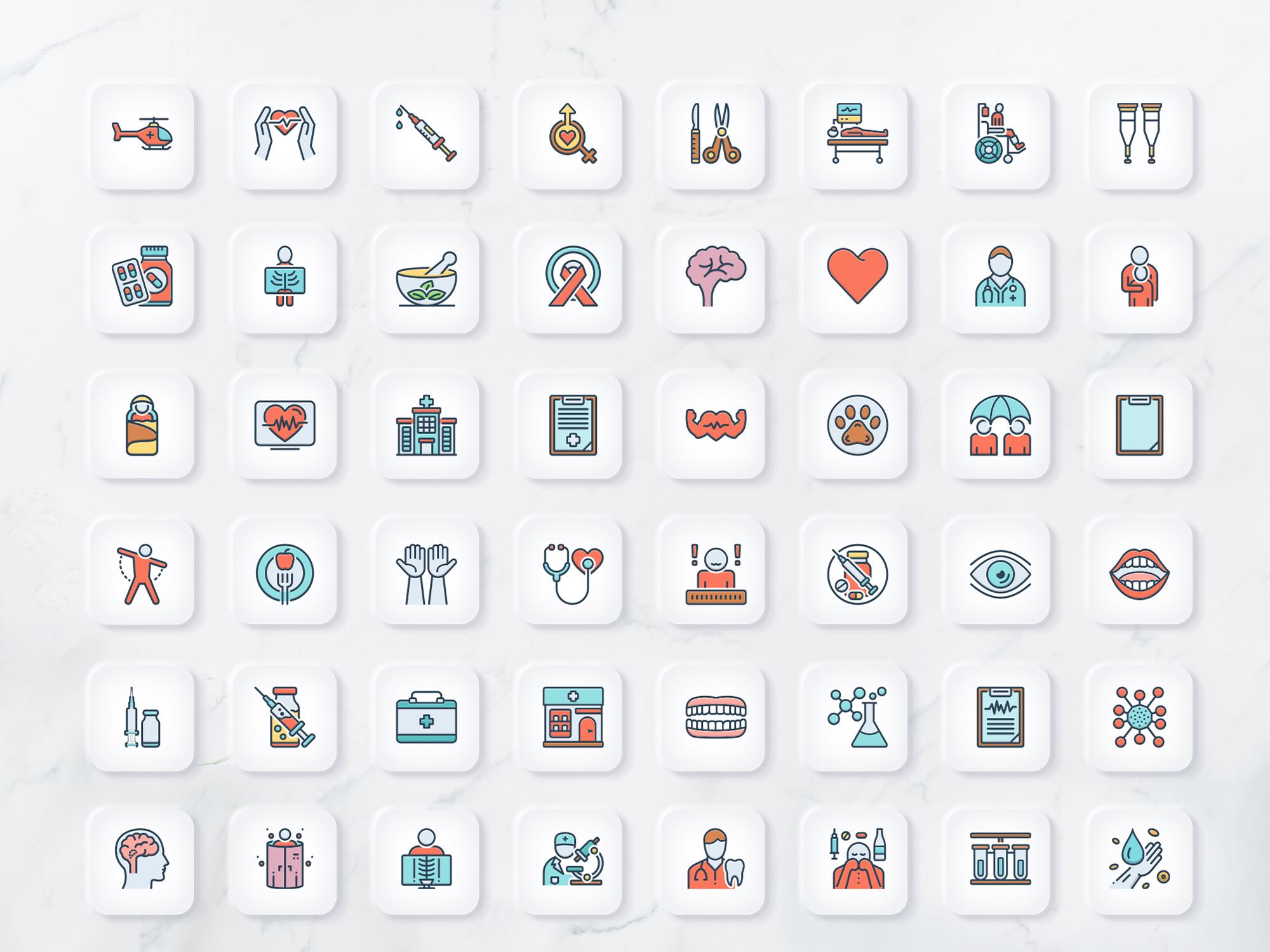Medical Icon Set, Mega Bundle Healthcare Icon Pack, Digital Instant ...