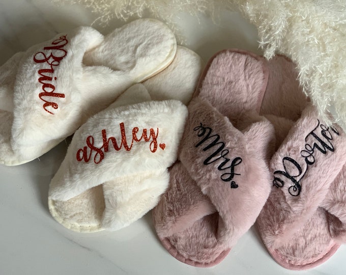 Bride Bridesmaid Slippers-bridal Shower Gift-bridesmaid Gift ...