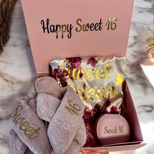 Luxury Premium Sweet Sixteen Gift Box Includes Floral Satin Pjs With ...