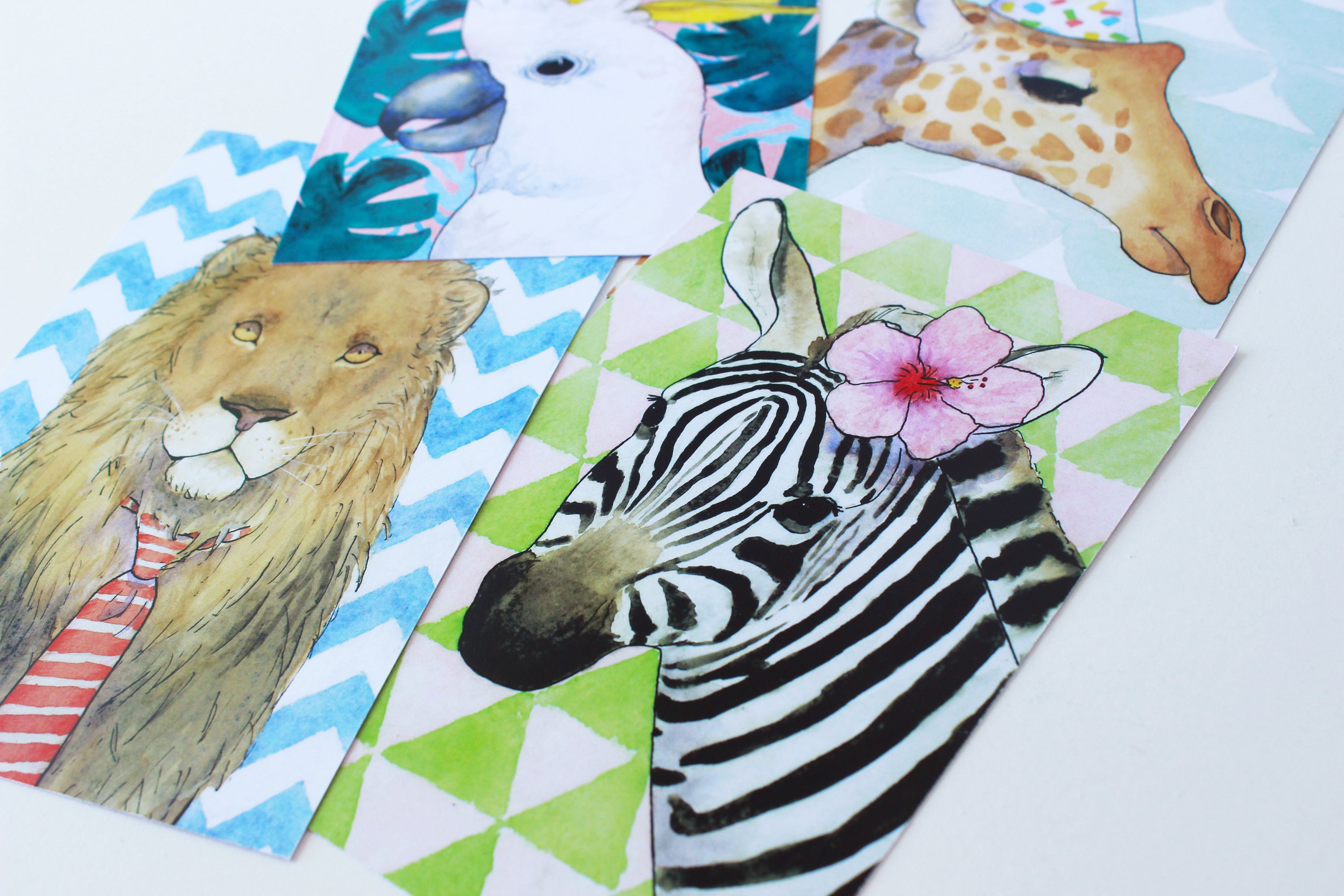 Conjunto de tarjetas de animales conjunto de postales de - Etsy España