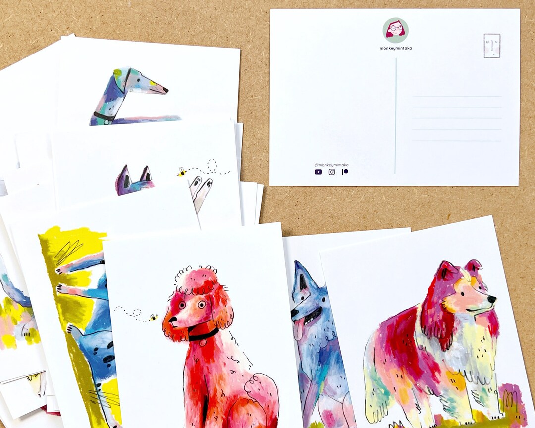 A6 Dog Art Postcards | Hand-drawn Designs From Doggust | Choose From 25 ...