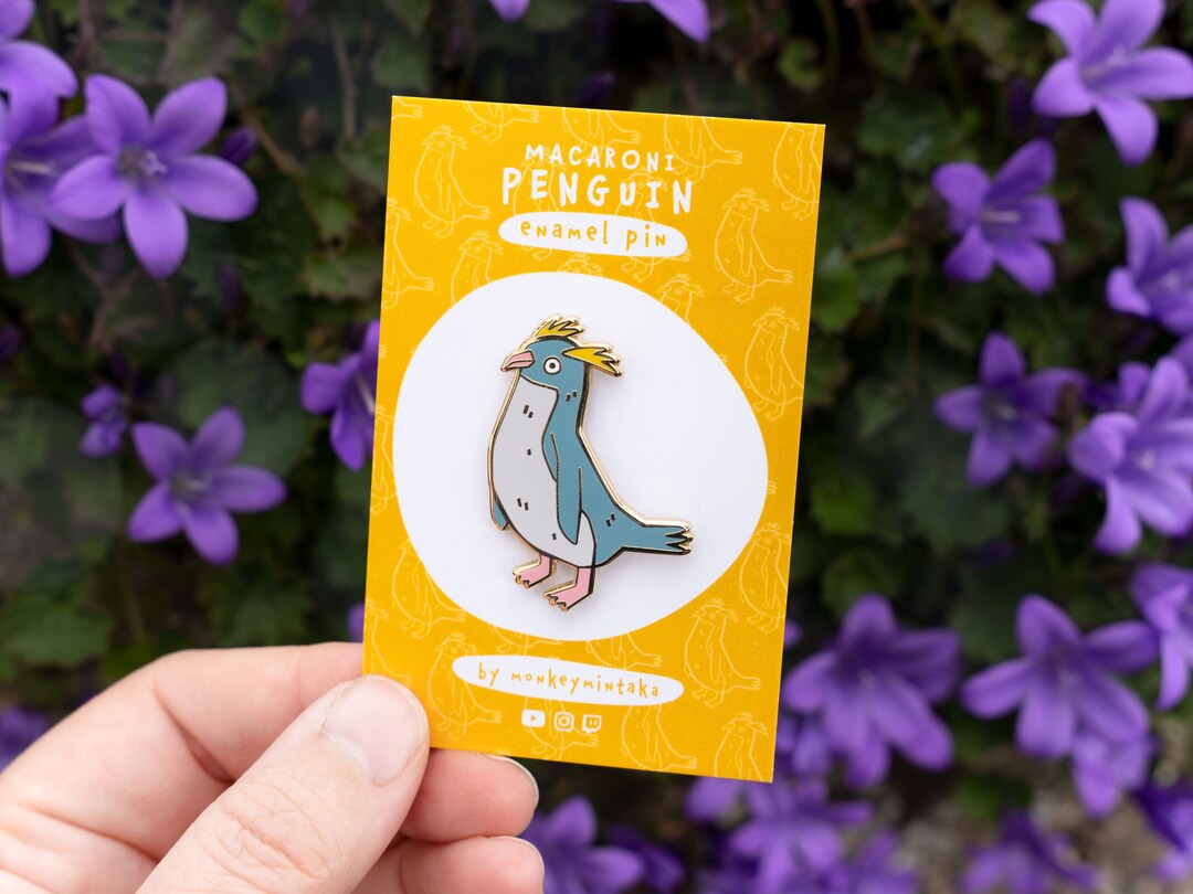 Macaroni Penguin Enamel Pin | Penguin Brooch | Derpy Penguin Pin | Gift ...