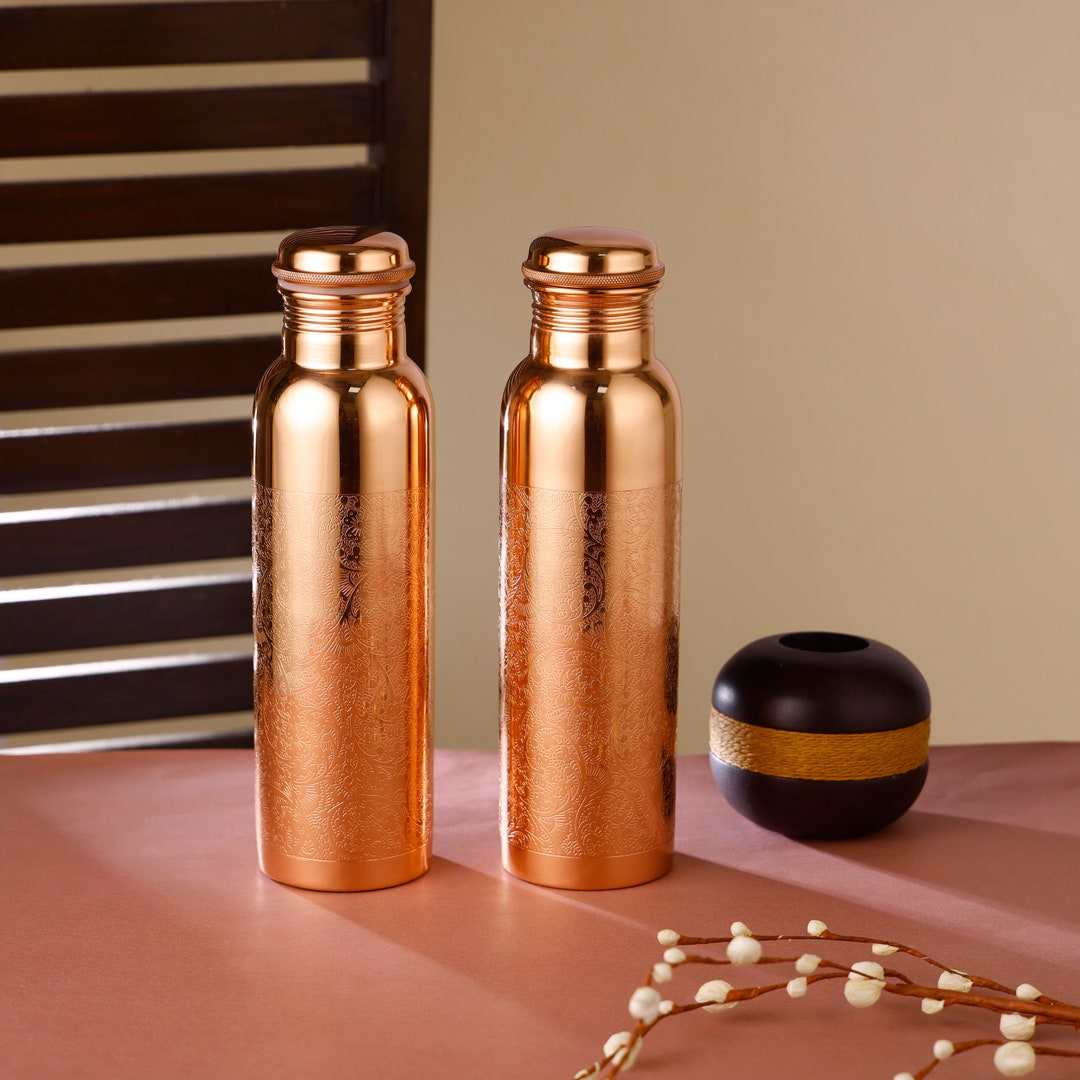 Peak Life Copper Bottles | Premium Pure Copper Water Bottle | Floral ...