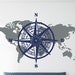 World Map Wall Decal, Compass Decal, Bedroom Decor, Removable Sticker ...