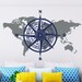 World Map Wall Decal, Compass Decal, Bedroom Decor, Removable Sticker ...