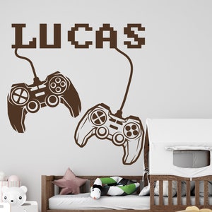 Game Wall Decal, Personalized Name Decal, Joystick Decal, Gamer Sticker ...